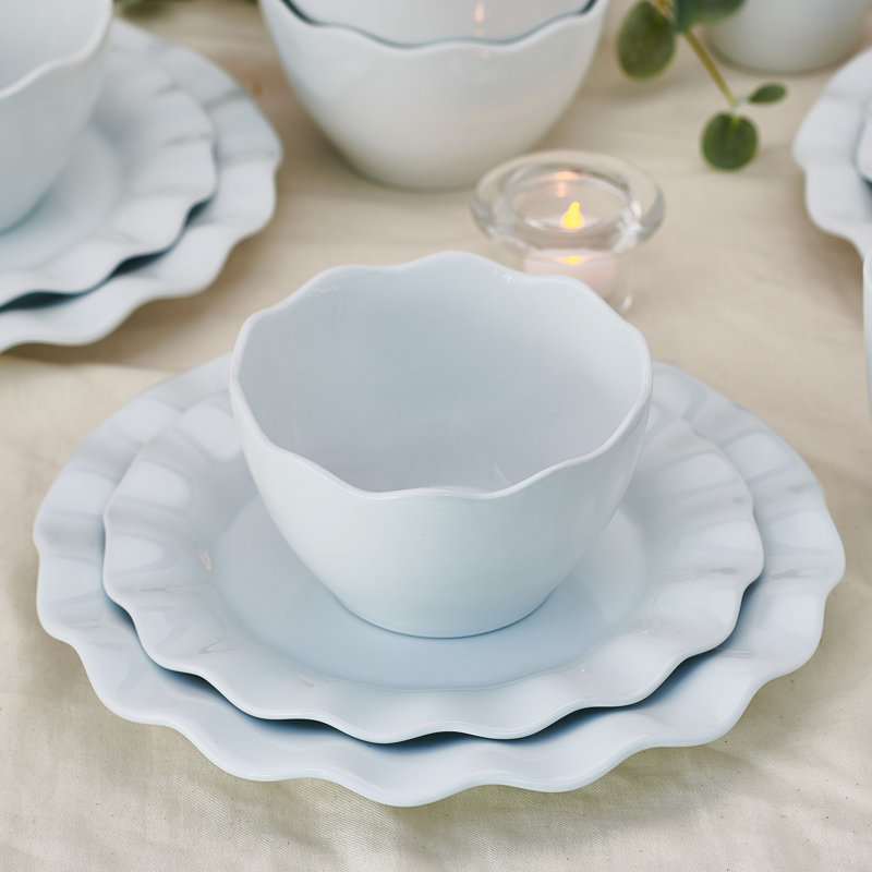 Fitz and Floyd Everyday White Scallop 12-Pc Dinnerware Set, Service For 4 | Birch Lane